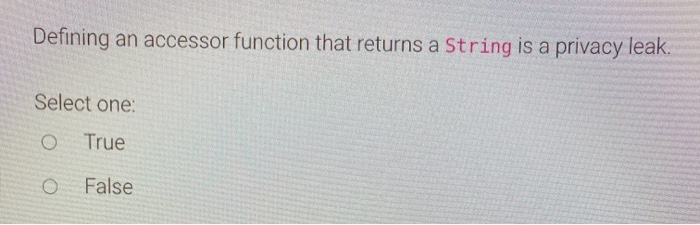 Solved Defining an accessor function that returns a String | Chegg.com
