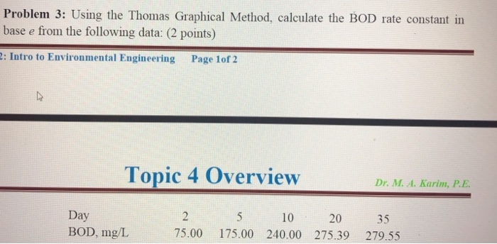 Solved Problem 3: Using the Thomas Graphical Method, | Chegg.com