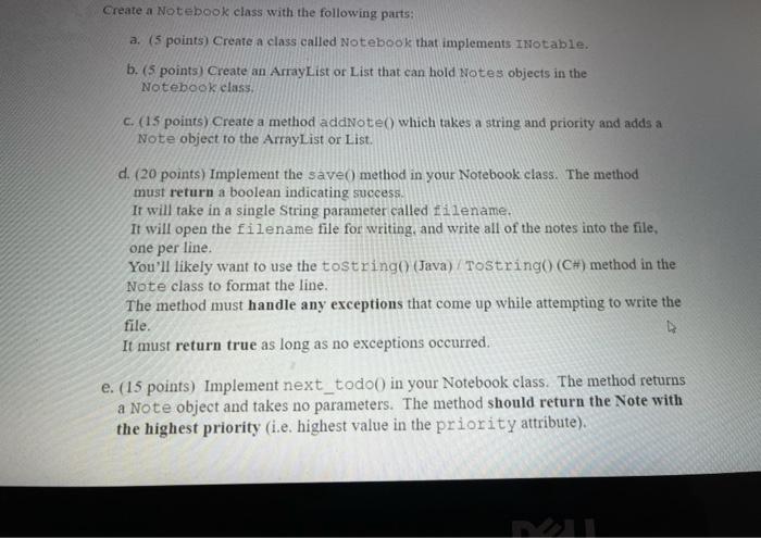 Solved Create a class called Note, which has two private | Chegg.com