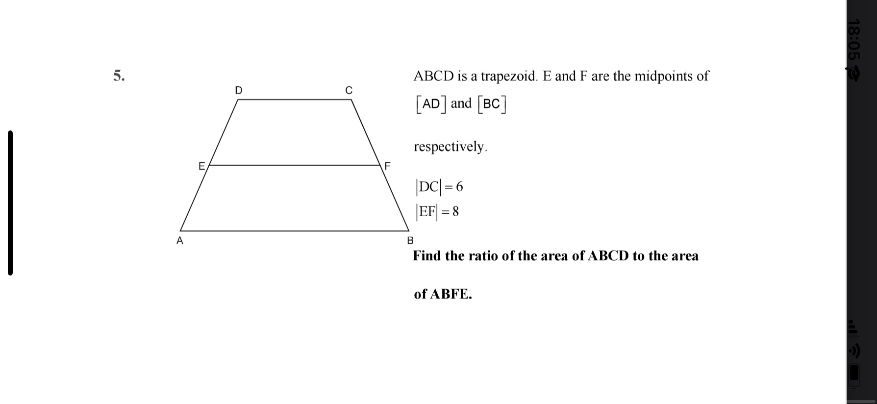 Solved ABCD is a trapezoid. E ﻿and F ﻿are the midpoints of | Chegg.com