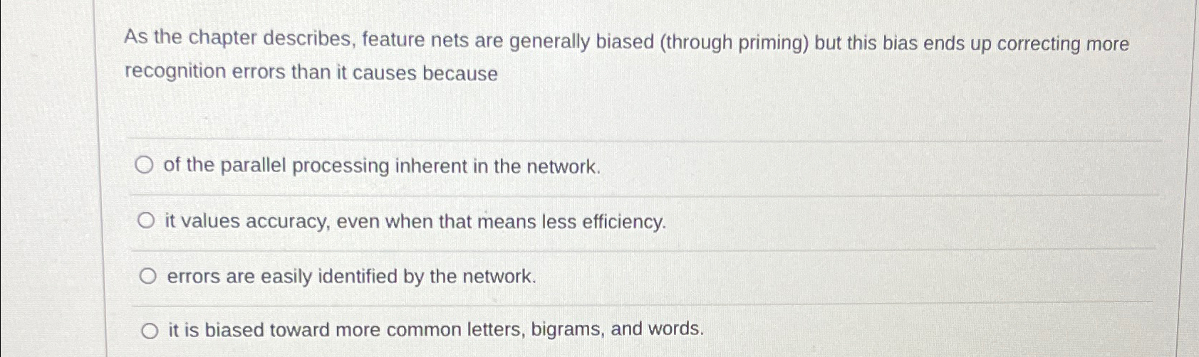 Solved As the chapter describes, feature nets are generally | Chegg.com