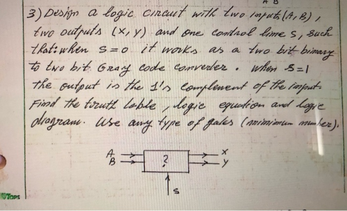 Solved A B 3) Design a logic circut with two inputs (A,B), | Chegg.com