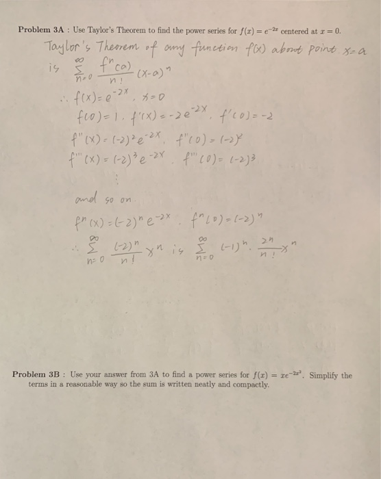 Solved Problem 3A : Use Taylor's Theorem to find the power | Chegg.com