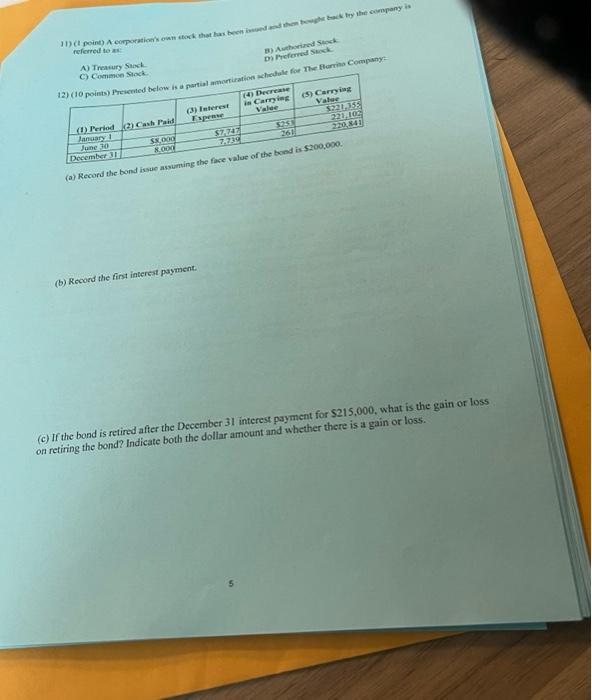 Solved reforred to as: A) Treatury Saick 8) Autworiand | Chegg.com