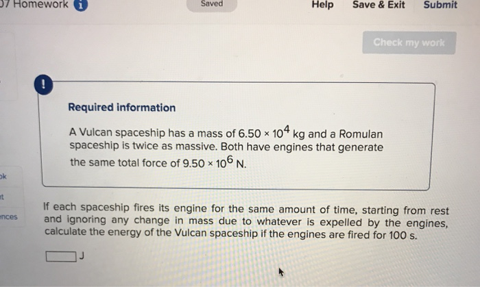 Solved 7 Homework 0 Saved Help Save & Exit Submit Check my | Chegg.com