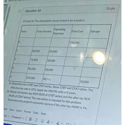 Solved Quastion 1015ptsA Detennine the CFBT and CFAT series, | Chegg.com