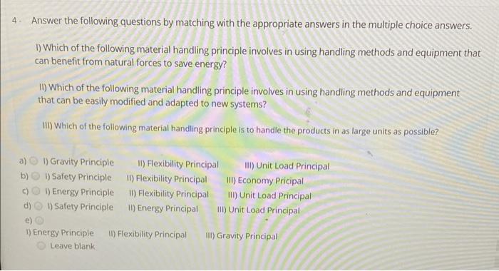 Solved 4 Answer The Following Questions By Matching With