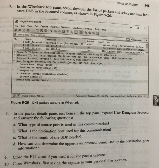 Solved Hands-On Project 9-1: Examine the UDP Header | Chegg.com