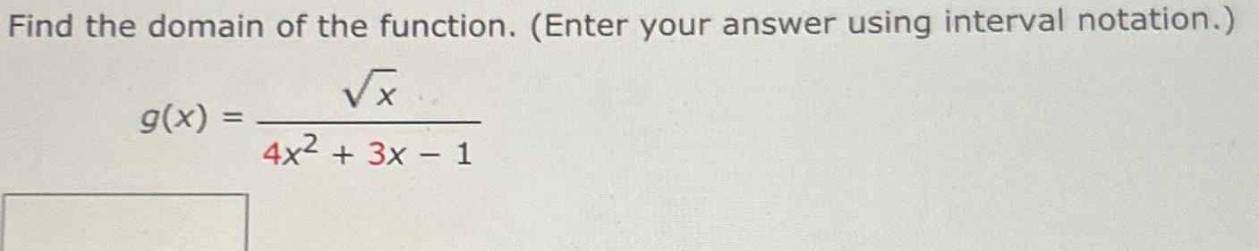 Solved Find the domain of the function. (Enter your answer | Chegg.com