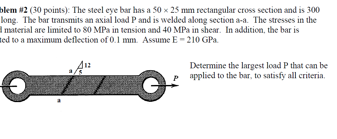 Solved blem #2 (30 points): The steel eye bar has a 50 x 25 | Chegg.com