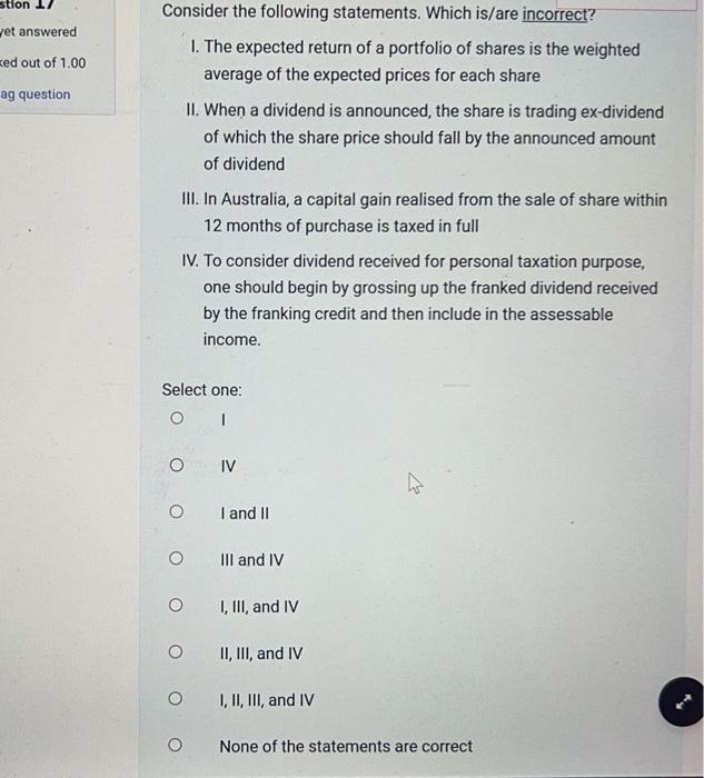 Solved Consider the following statements. Which is/are | Chegg.com