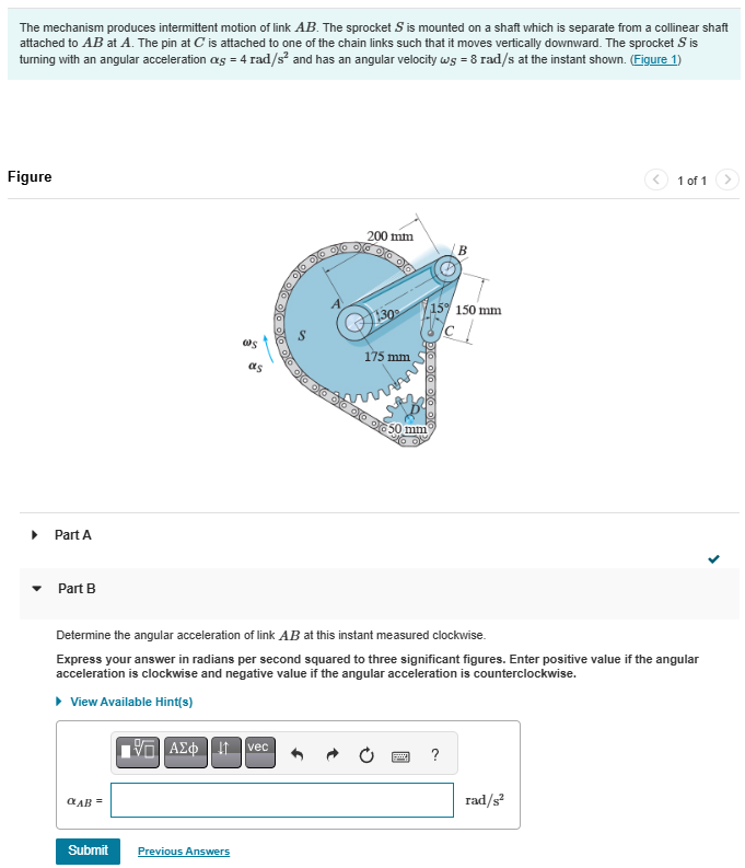 Solved The mechanism produces intermittent motion of ﻿link | Chegg.com