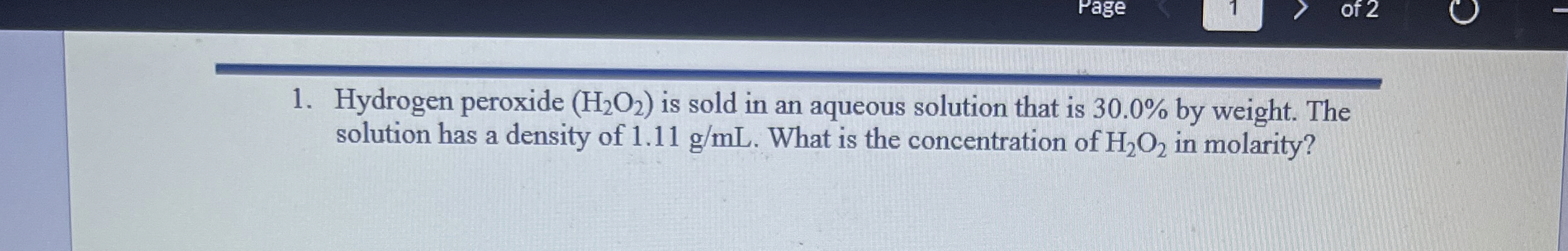 Hydrogen peroxide (H2O2) ﻿is sold in an aqueous | Chegg.com