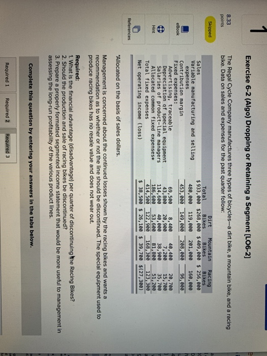 Solved Exercise 6-2 (Algo) Dropping or Retaining a Segment | Chegg.com