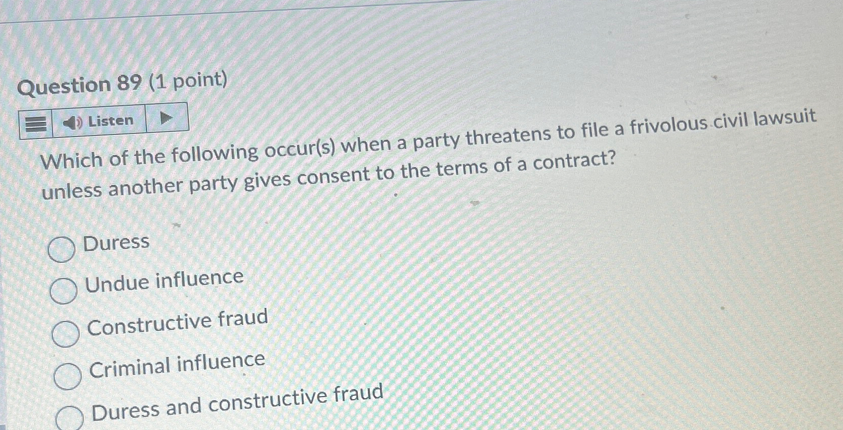 Solved Question 89 (1 ﻿point)ListenWhich of the following | Chegg.com