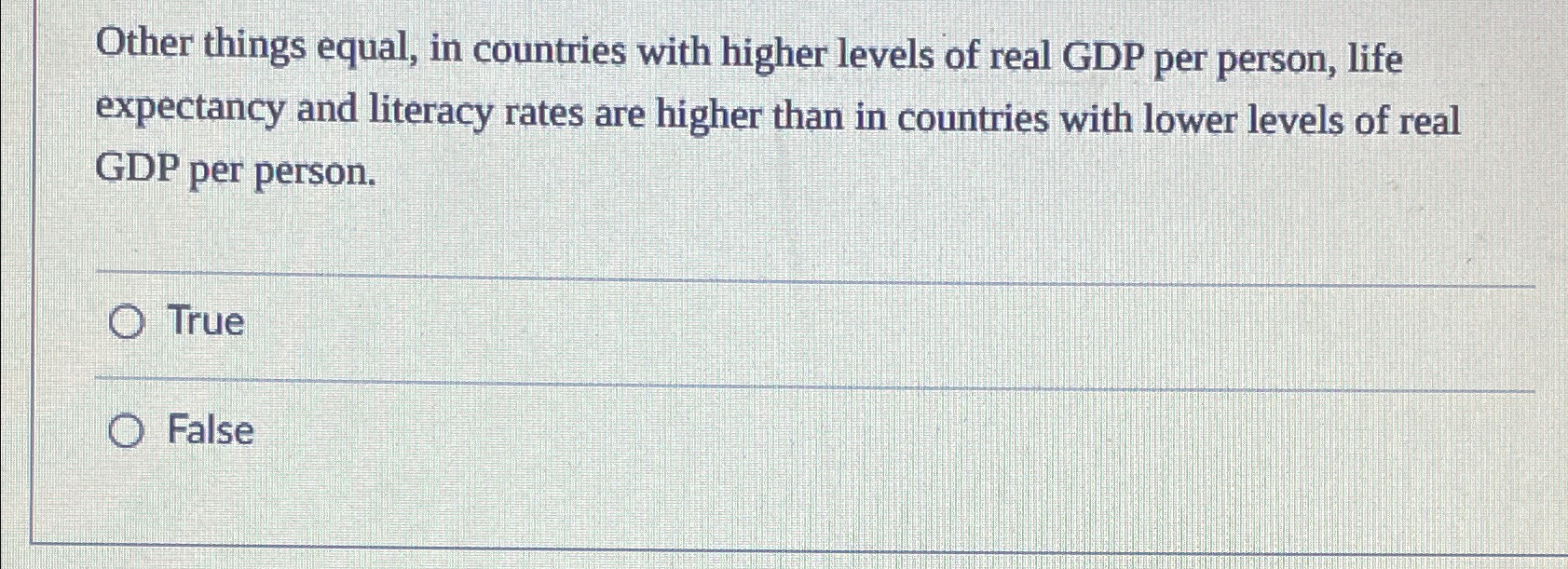 Solved Other things equal, in countries with higher levels | Chegg.com