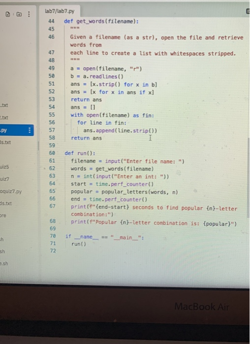 Solved : 17 lab7/lab7.py 0 7 import time 8 import itertools | Chegg.com
