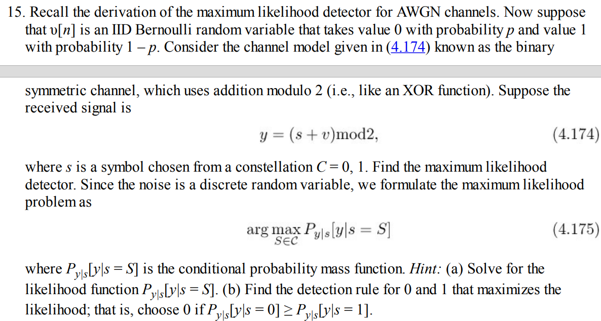 Solved Recall the derivation of the maximum likelihood | Chegg.com