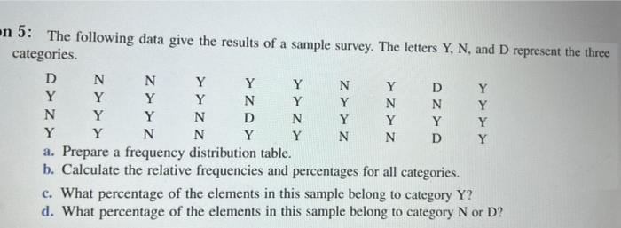 Solved n 5: The following data give the results of a sample | Chegg.com