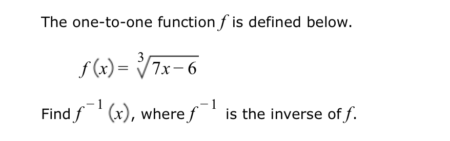 Solved The one-to-one function f ﻿is defined | Chegg.com