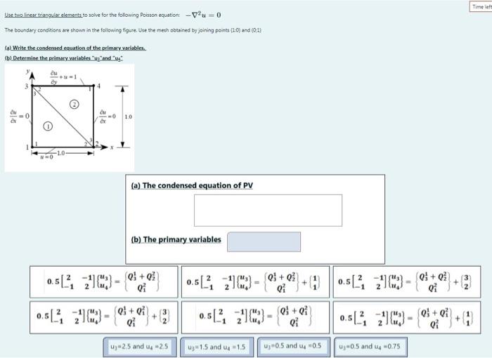 Solved Use two linear triangular elements to solve for the | Chegg.com