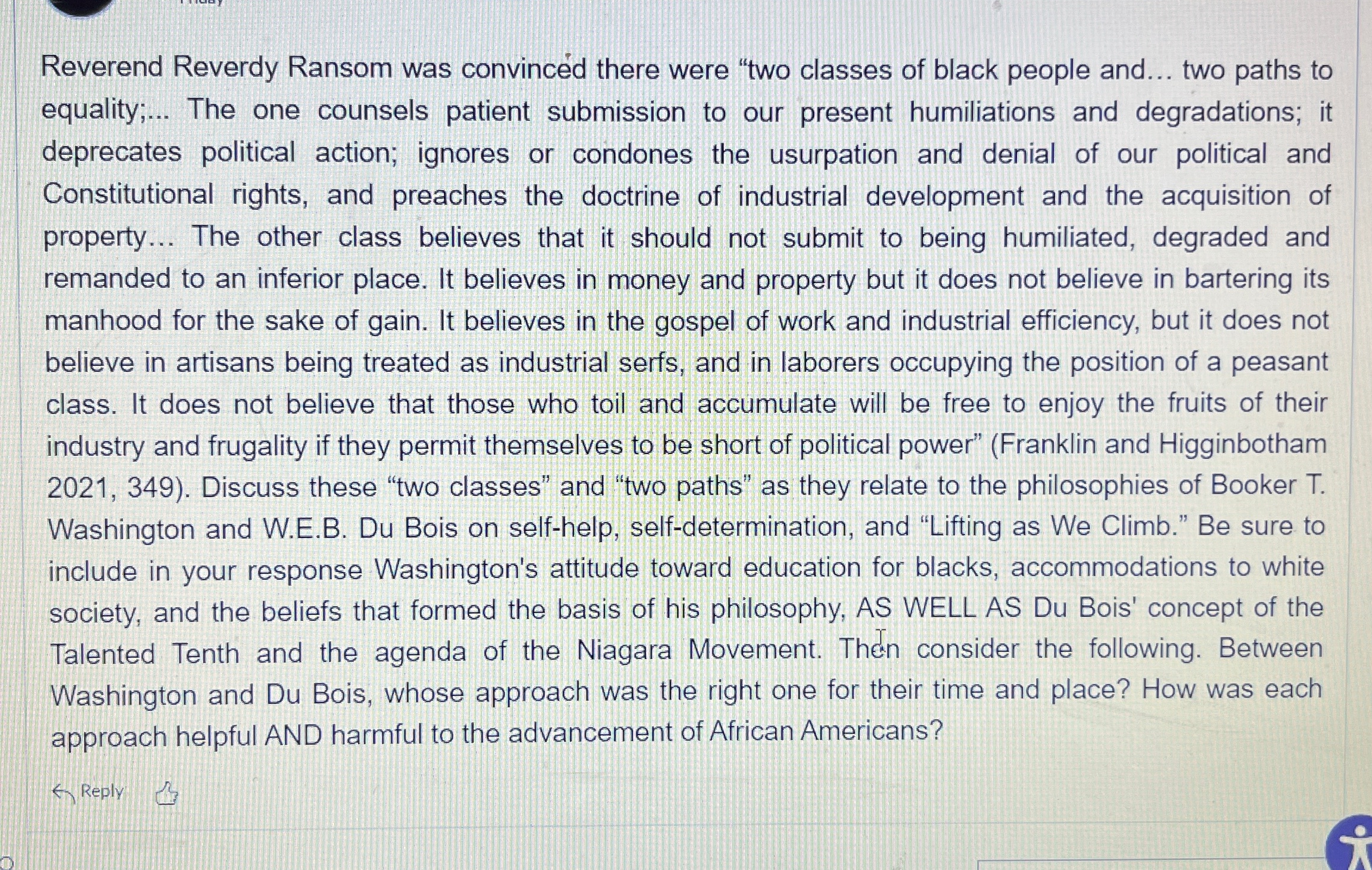 Solved Reverend Reverdy Ransom was convinced there were "two | Chegg.com