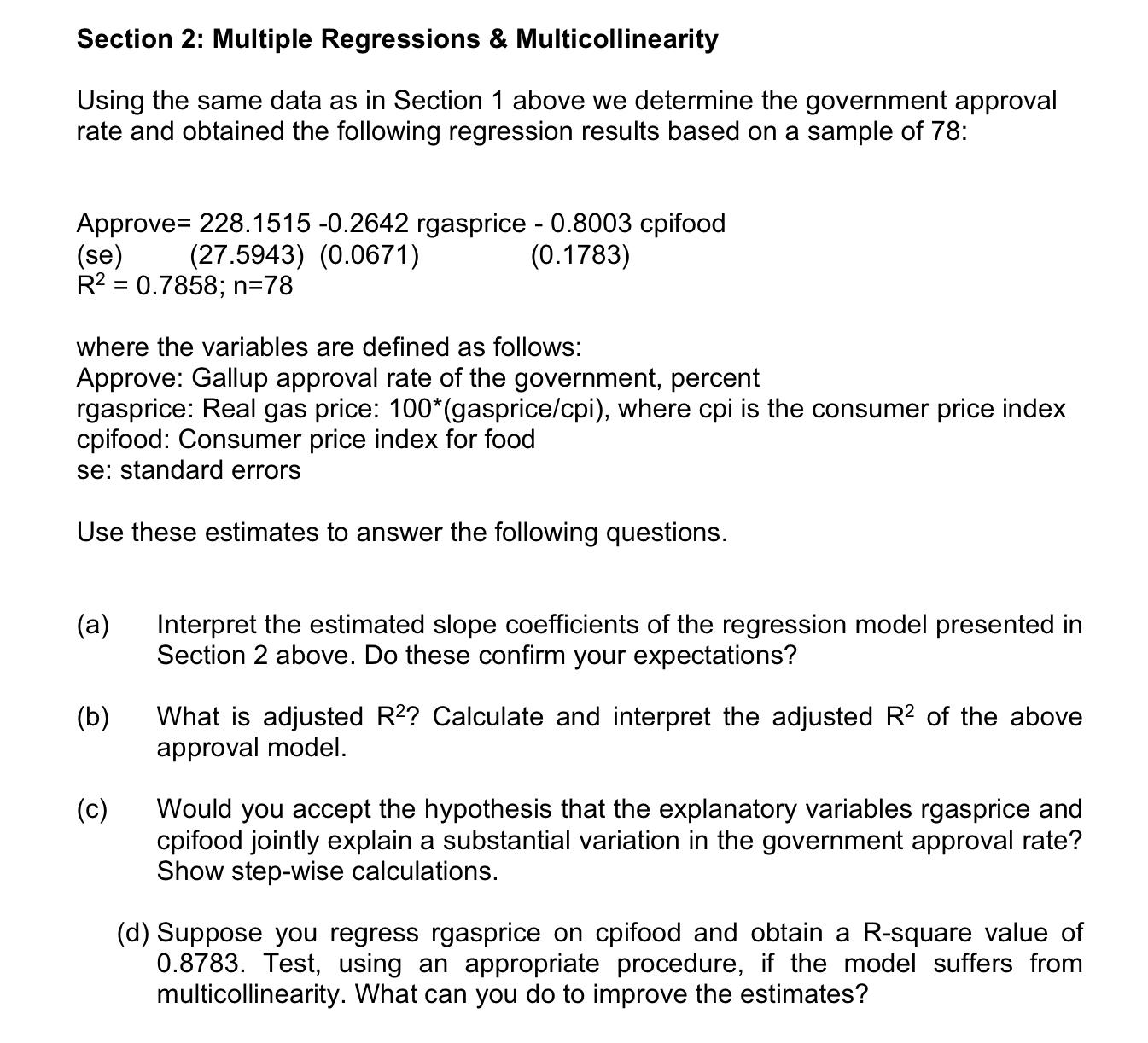 Solved Section 2: Multiple Regressions & | Chegg.com