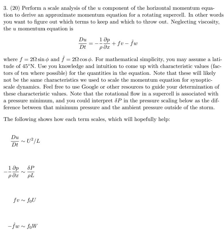 Solved by an EXPERT (20) ﻿Perform a scale analysis of the u ﻿component of | Chegg.com
