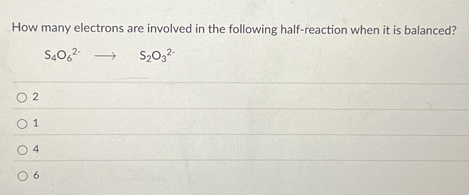 Solved How many electrons are involved in the following | Chegg.com