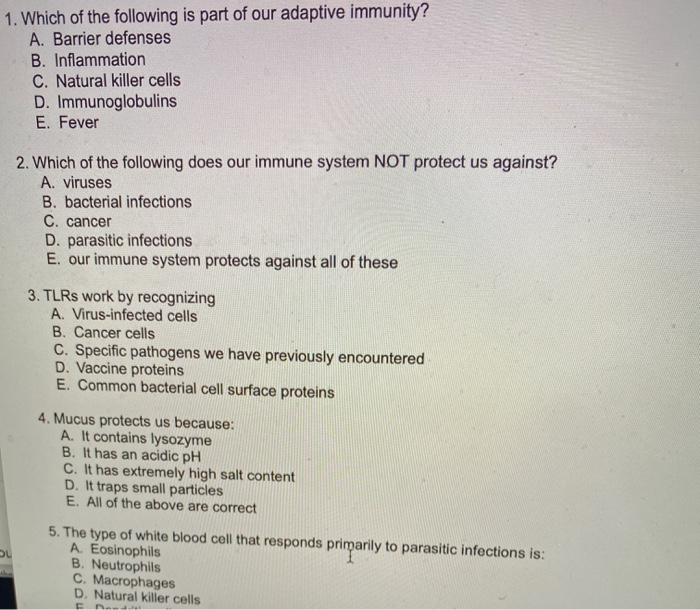 Solved 1. Which of the following is part of our adaptive | Chegg.com
