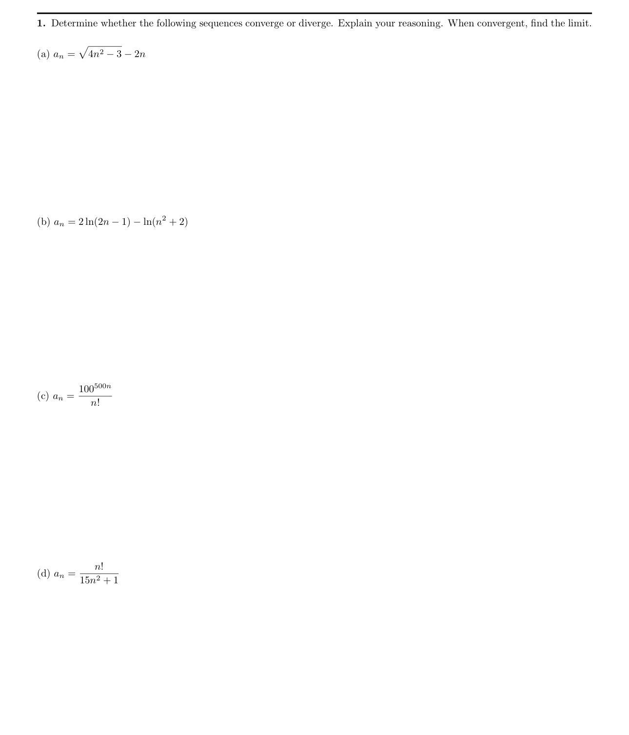 Solved Determine whether the following sequences converge or | Chegg.com