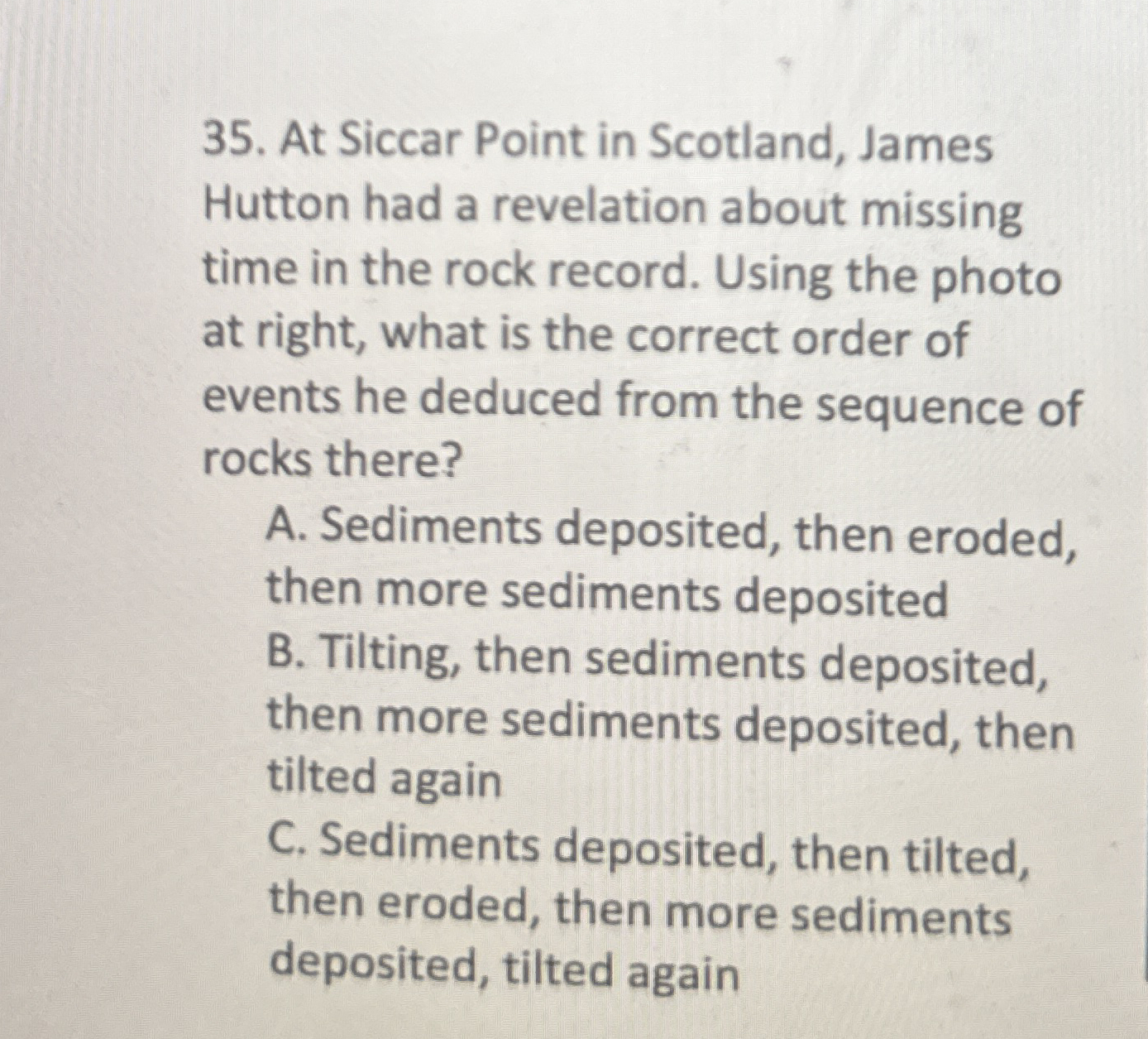 Solved At Siccar Point in Scotland, James Hutton had a | Chegg.com