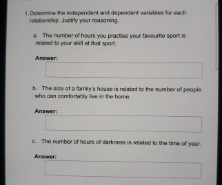 Solved Determine the independent and dependent variables for | Chegg.com