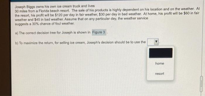 Solved Joseph Biggs owns his own ice cream truck and lives | Chegg.com
