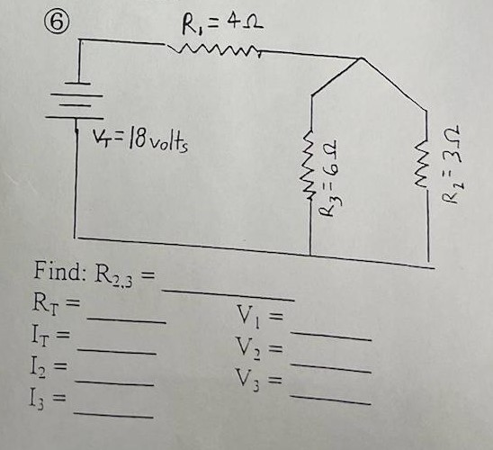 Solved Find: R2,3=RT=,V1=IT=,V2=I2=,V3=I3=, ﻿Need full | Chegg.com