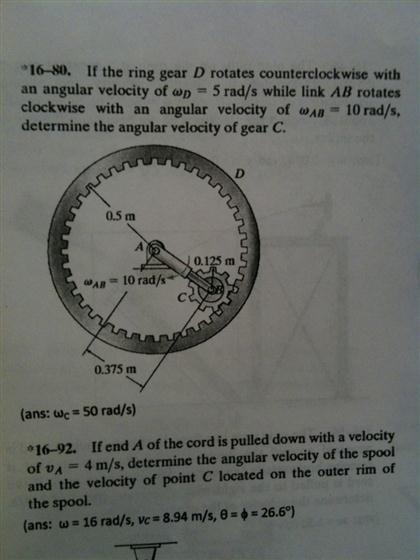 Solved If the ring gear D rotates counterclockwise with an | Chegg.com