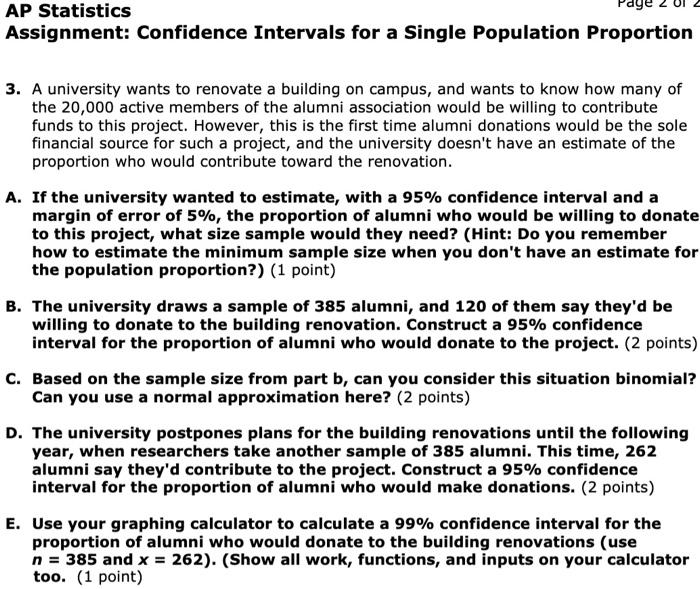 Solved AP Statistics Page 1 of 2 Assignment: Confidence | Chegg.com