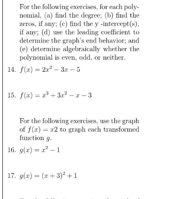Solved For the following exercises, for each polynomial, (a) | Chegg.com