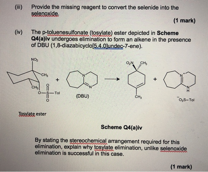 Solved (a) The selenoxide depicted below (Scheme Q4(a)i) | Chegg.com