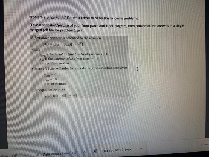 Solved Problem 1.0 (25 Points) Create a LabVIEW MI for | Chegg.com
