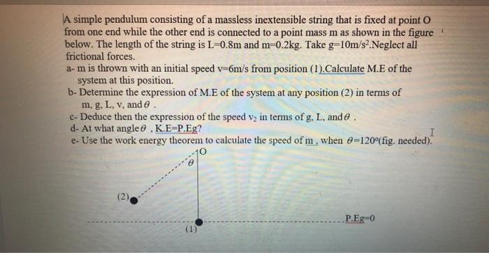 Solved A simple pendulum consisting of a massless | Chegg.com