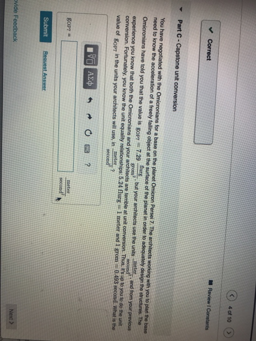 Solved 4 of 10 > Correct Review | Constants Part C - | Chegg.com