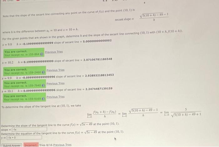 Solved Note that the slope of the secant line connecting any | Chegg.com