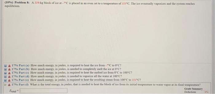 Solved (10%) Problem 8: A /10−kg block of ice at - 7C is | Chegg.com