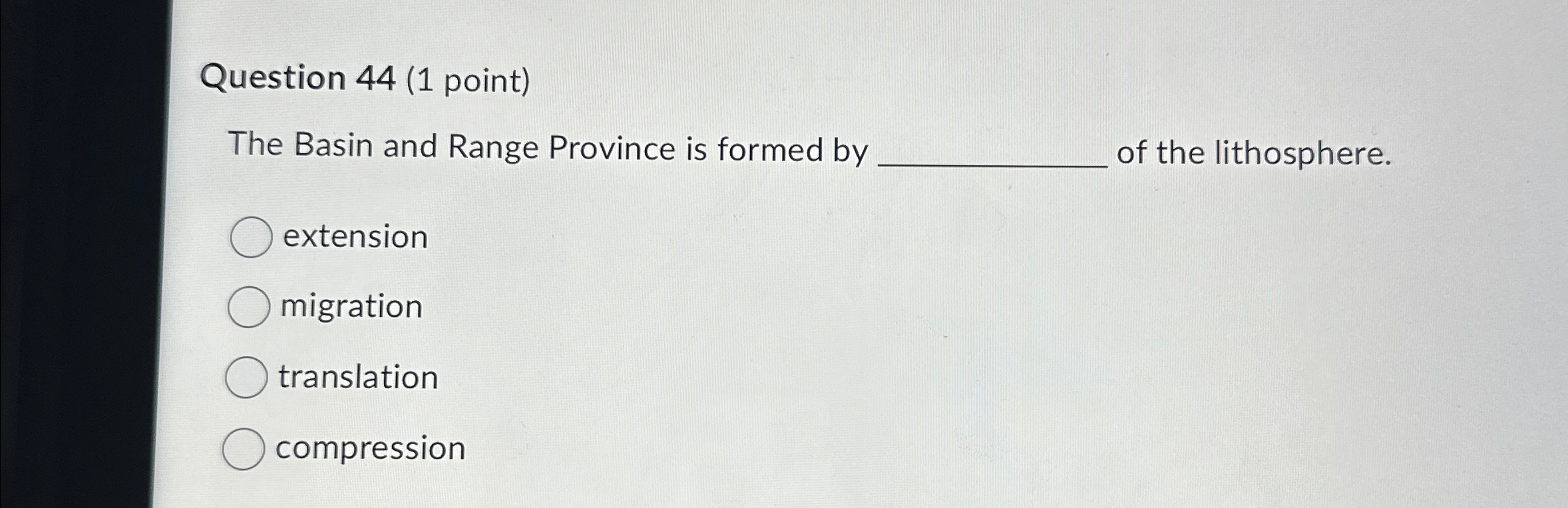 Solved Question 44 (1 ﻿point)The Basin and Range Province is | Chegg.com