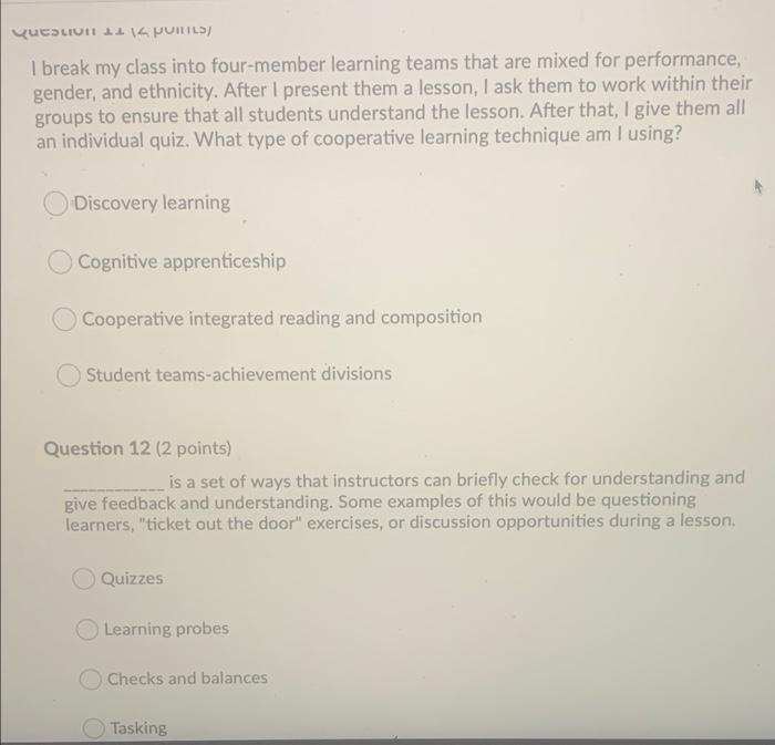 Solved Question 11 PULLS I break my class into four-member | Chegg.com