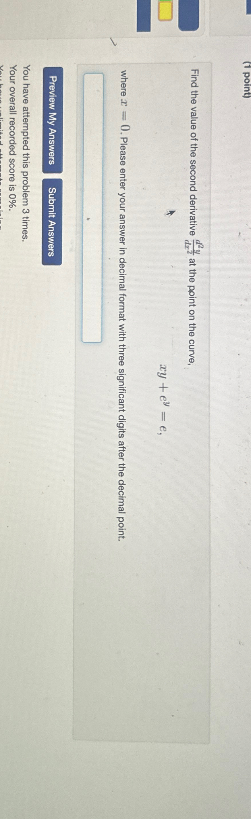 Solved Find the value of the second derivative d2ydx2 ﻿at | Chegg.com