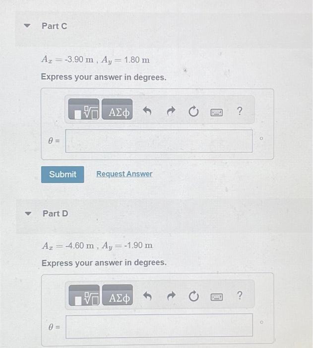Solved Part C Az = -3.90 m, Ay = 1.80 m Express your answer | Chegg.com