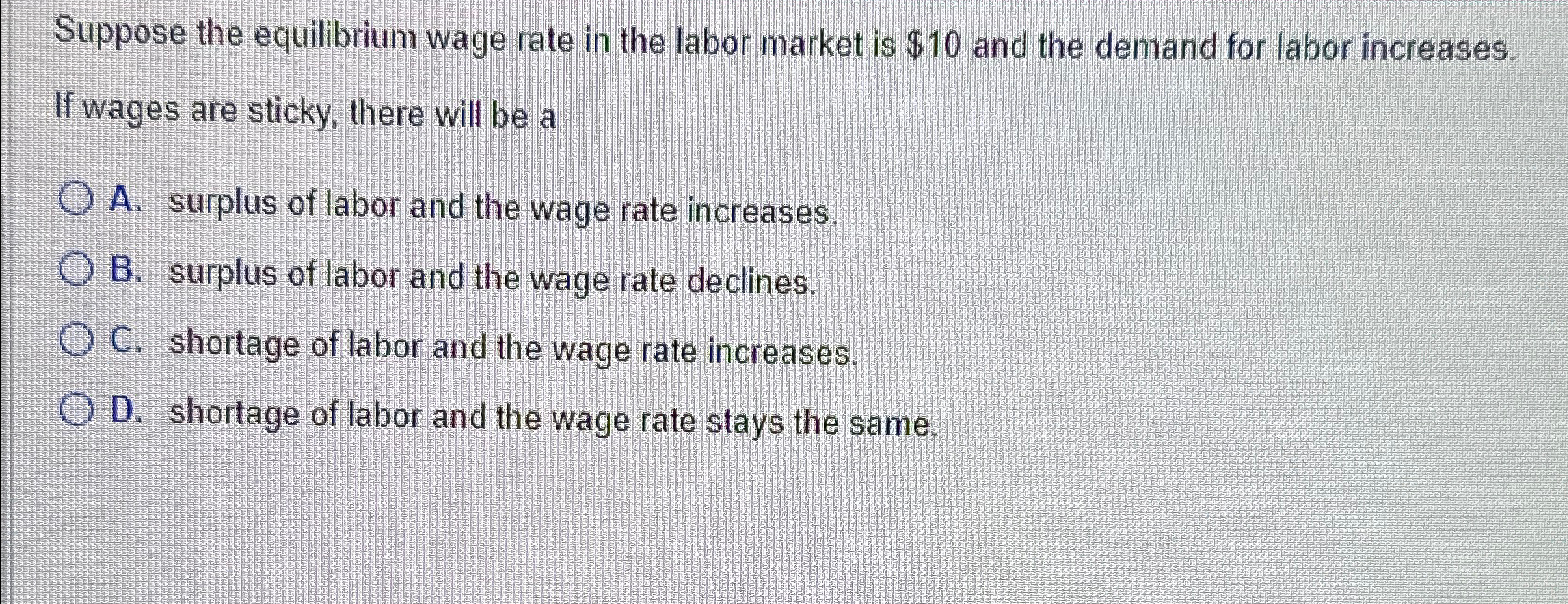 Solved Suppose the equilibrium wage rate in the labor market | Chegg.com