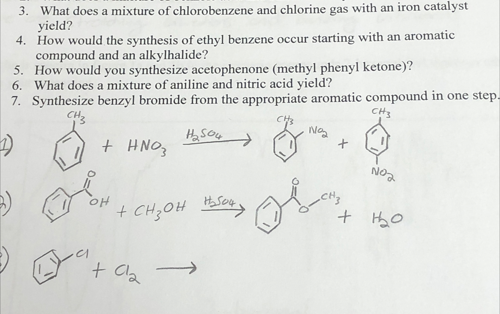 Solved 1. ﻿What does a mixture of chlorobenzene and chlorine | Chegg.com